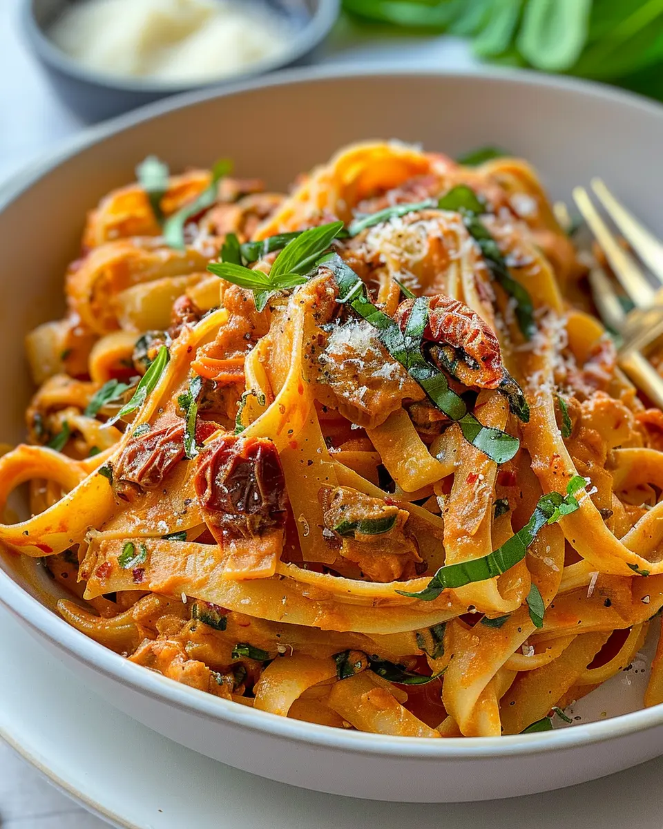 creamy sun dried tomato vegan pasta