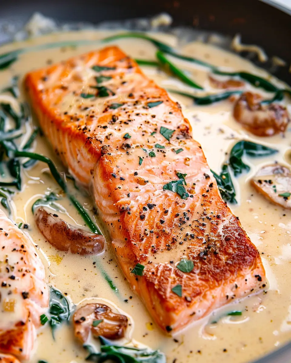 Tuscan Salmon with Parmesan Cream Sauce